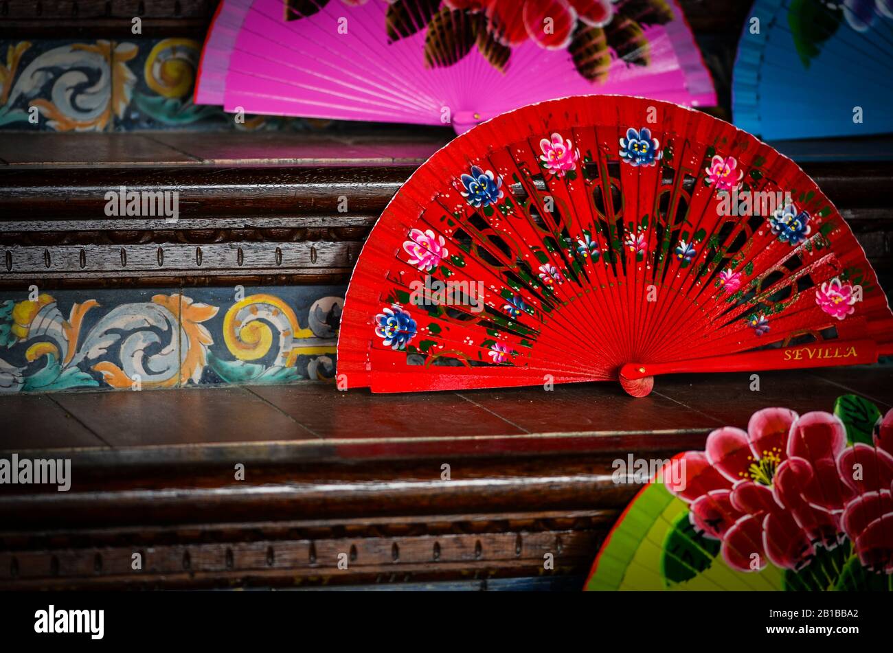 close up view of the handmade spanish fan Stock Photo - Alamy