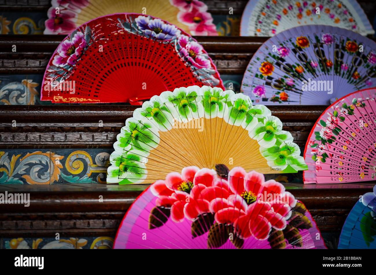 close up view of the handmade spanish fan Stock Photo - Alamy