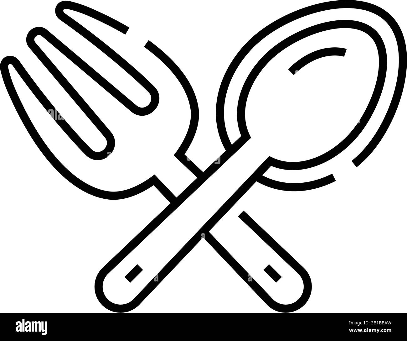 Crossed fork and spoon line icon, concept sign, outline vector illustration, linear symbol Stock ...