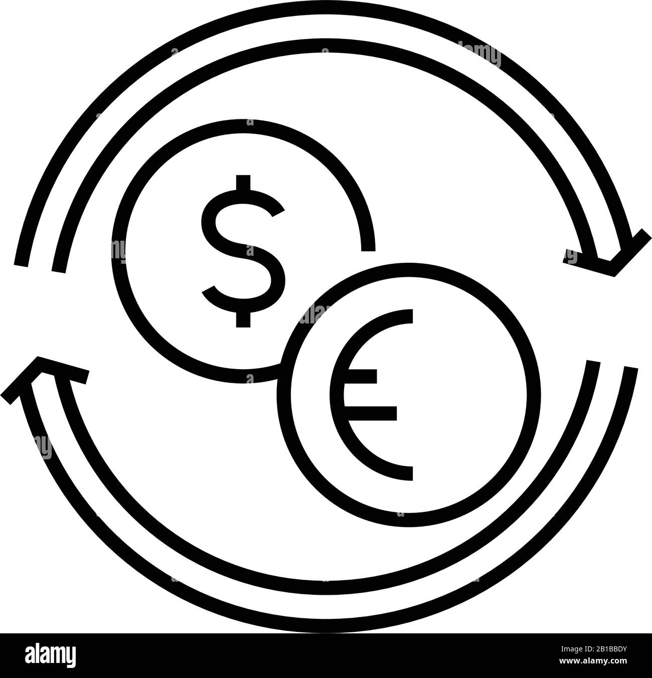 Currency exchange line icon, concept sign, outline vector illustration ...