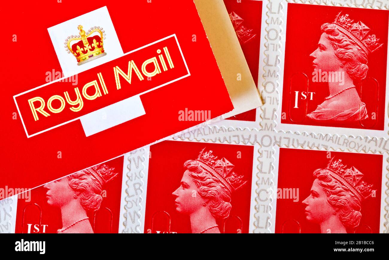 Royal Mail 1st class stamps Stock Photo - Alamy