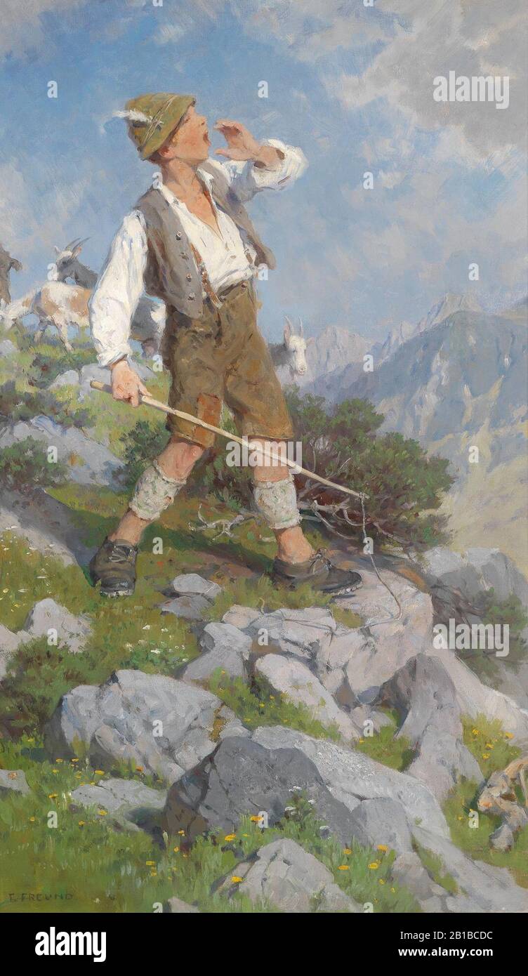 Fritz Freund - Ziegenhirte auf der Alm Stock Photo - Alamy