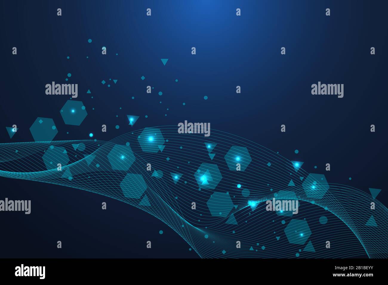 Science network pattern, connecting lines and dots. Technology hexagons ...