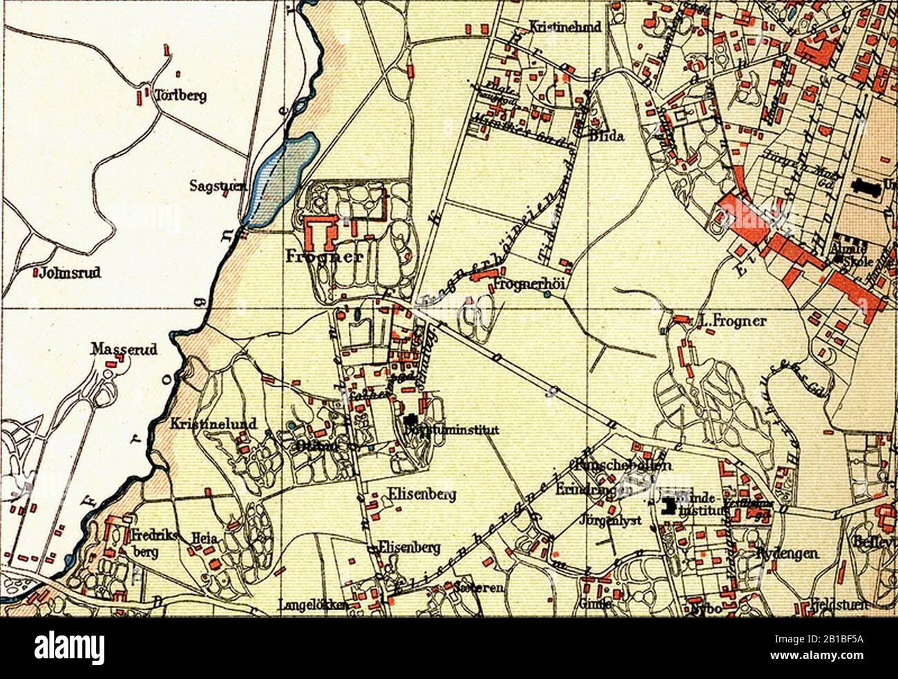 Frogner kart 1887 Stock Photo - Alamy