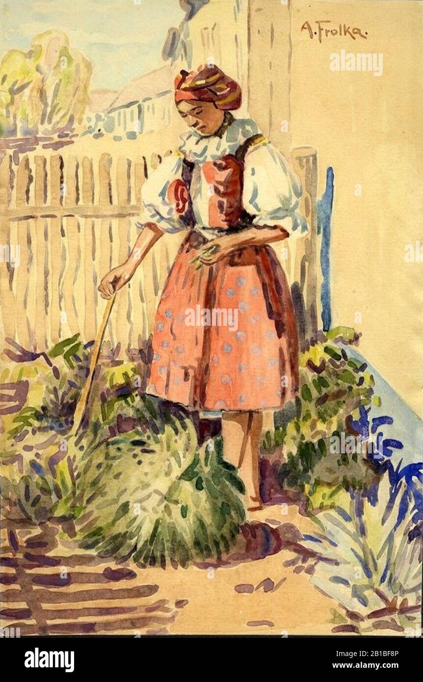 Frolka, Antos - Krojovana divka pri praci na zahradce Stock Photo - Alamy