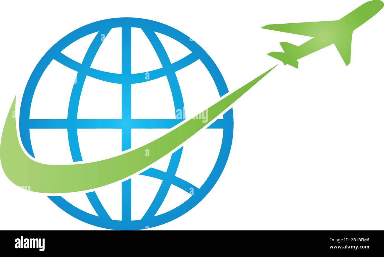 Airplane, globe, check mark, logo Stock Vector Image & Art - Alamy