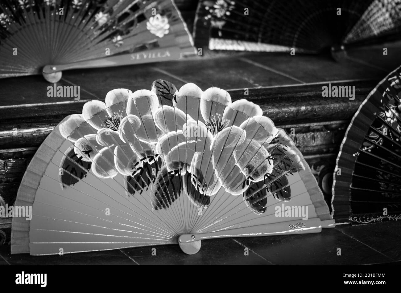close up view of the handmade spanish fan Stock Photo - Alamy