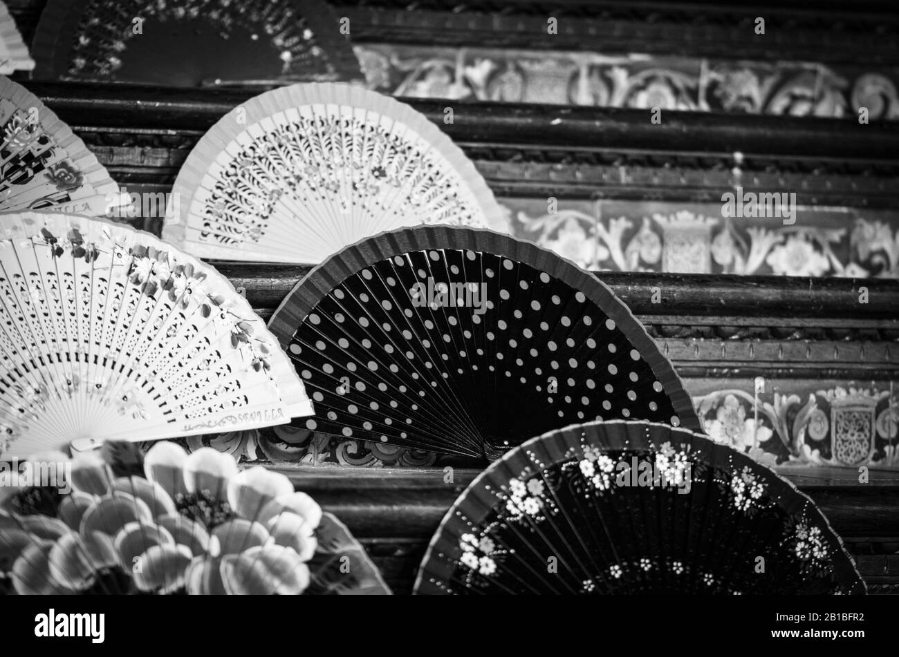 close up view of the handmade spanish fan Stock Photo - Alamy