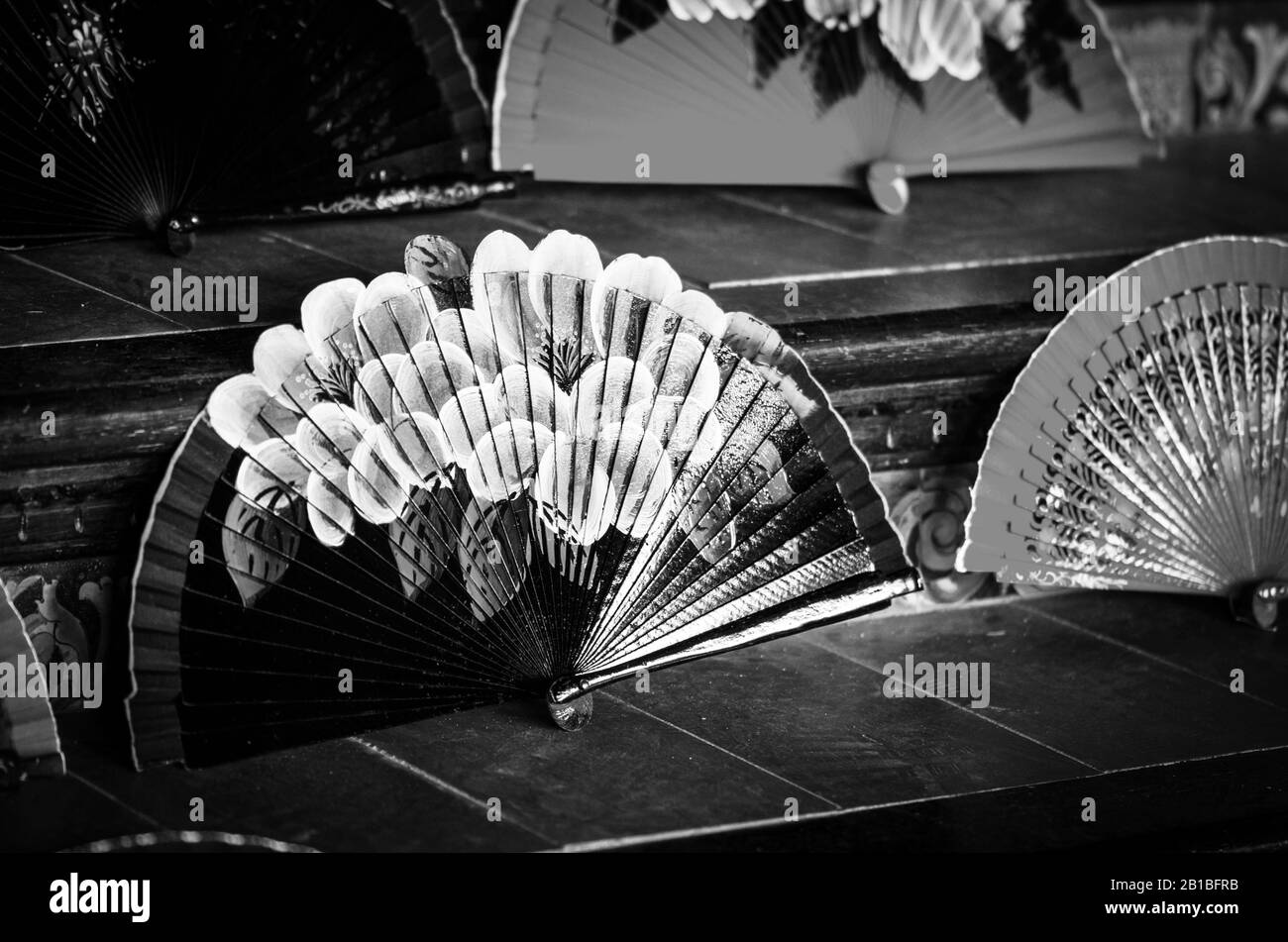 close up view of the handmade spanish fan Stock Photo - Alamy