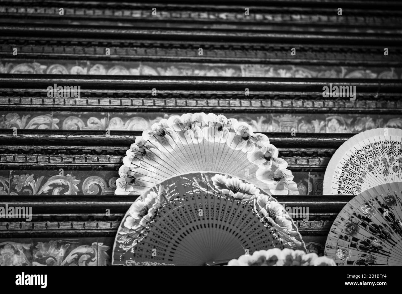 close up view of the handmade spanish fan Stock Photo - Alamy