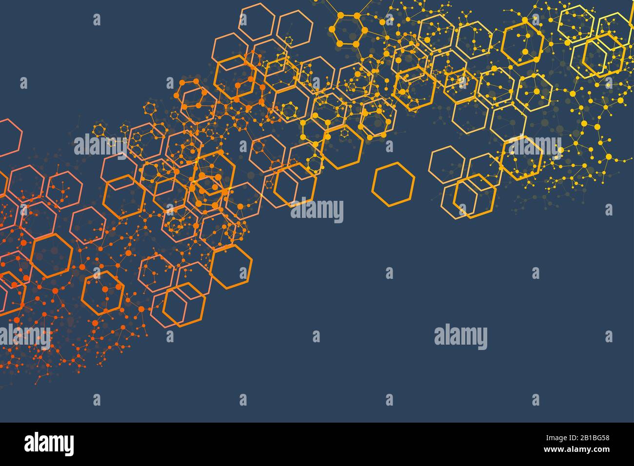 Science network pattern, connecting lines and dots. Technology hexagons ...