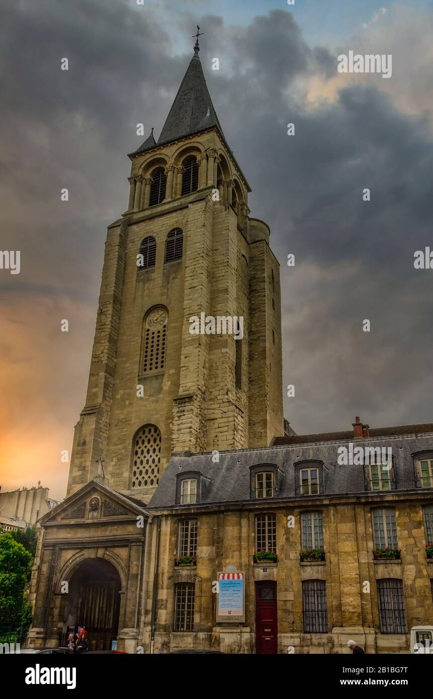 Paris, France; 07/08/2014: In this view the Saint Germain church. Paris ...