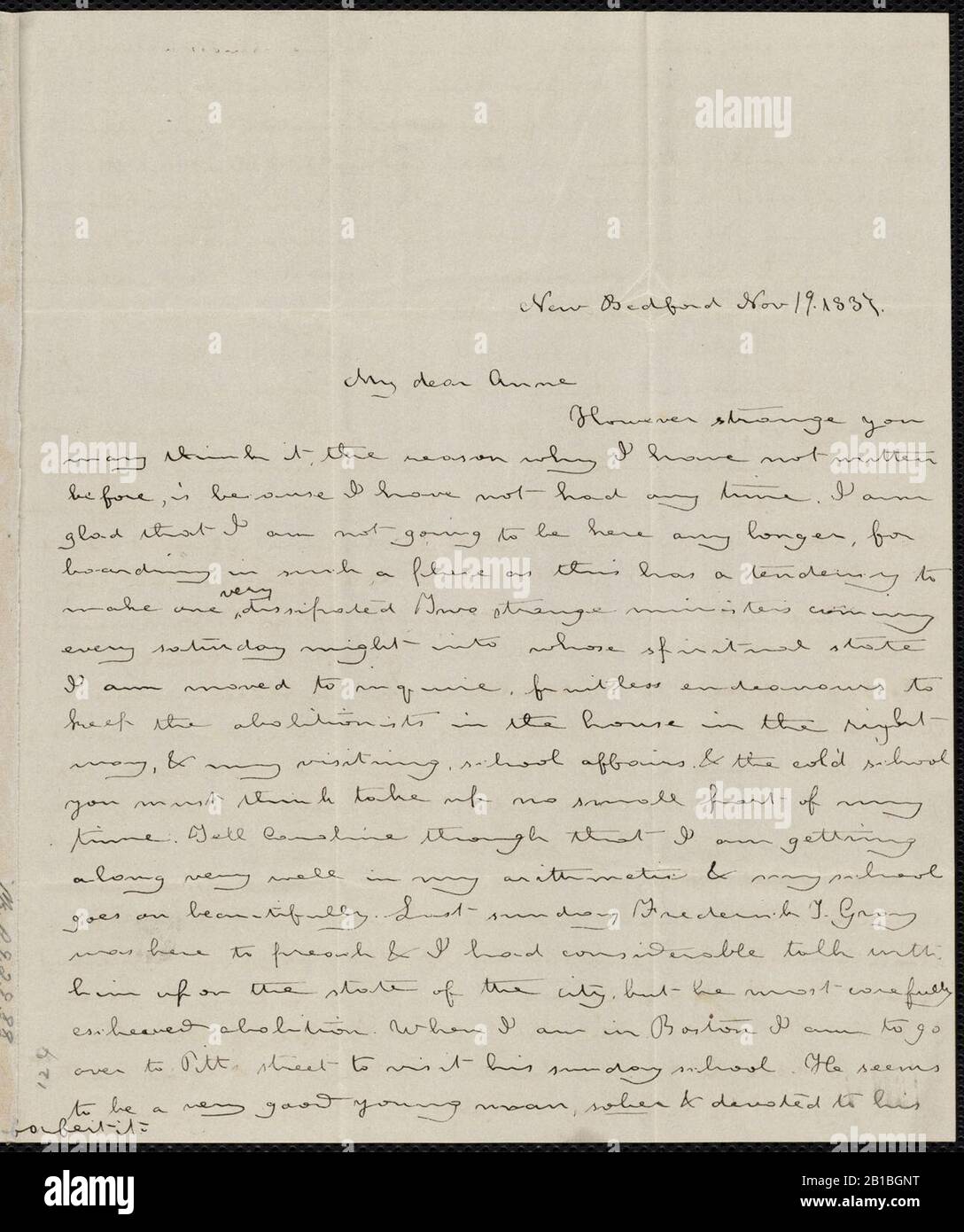 From Deborah Weston to Anne Warren Weston; Sunday, November 19, 1837 p1 ...