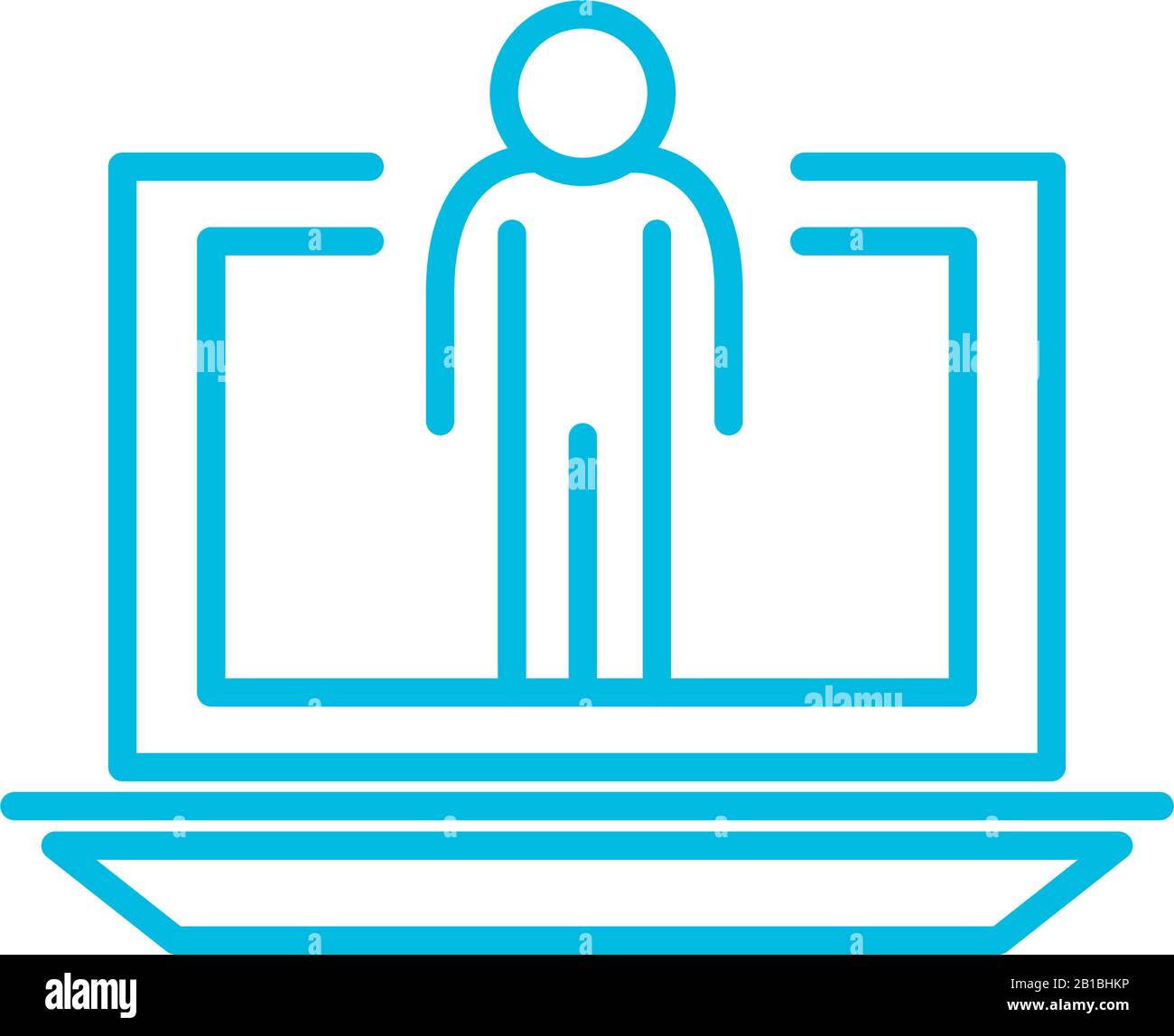 avatar inside laptop line style icon design, futuristic virtual ...