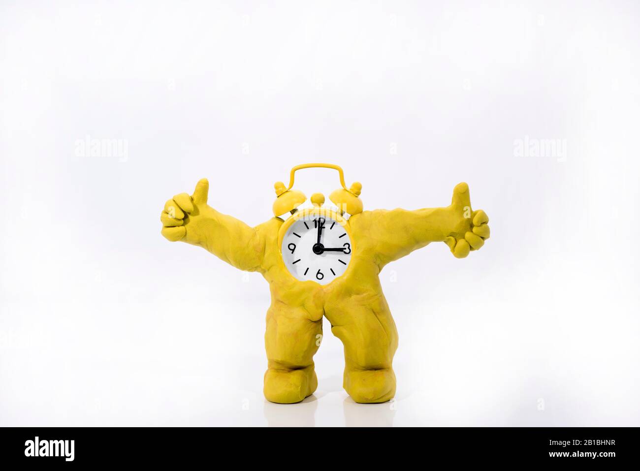 Funny ClockMan made from Play Clay. Isolated on white background Stock ...