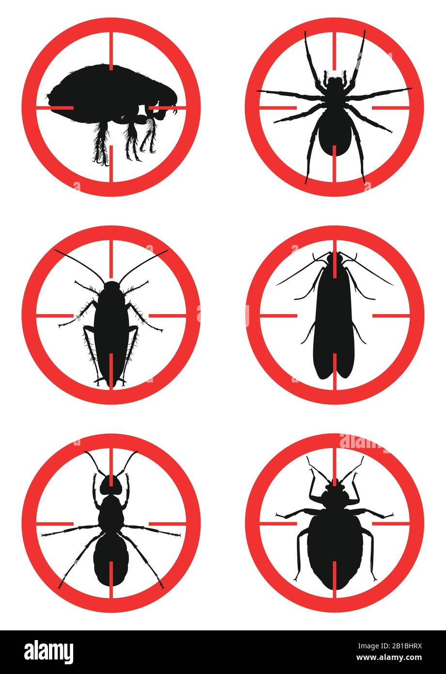 Set of warning signs with insects. Pests. Vector illustration Stock ...