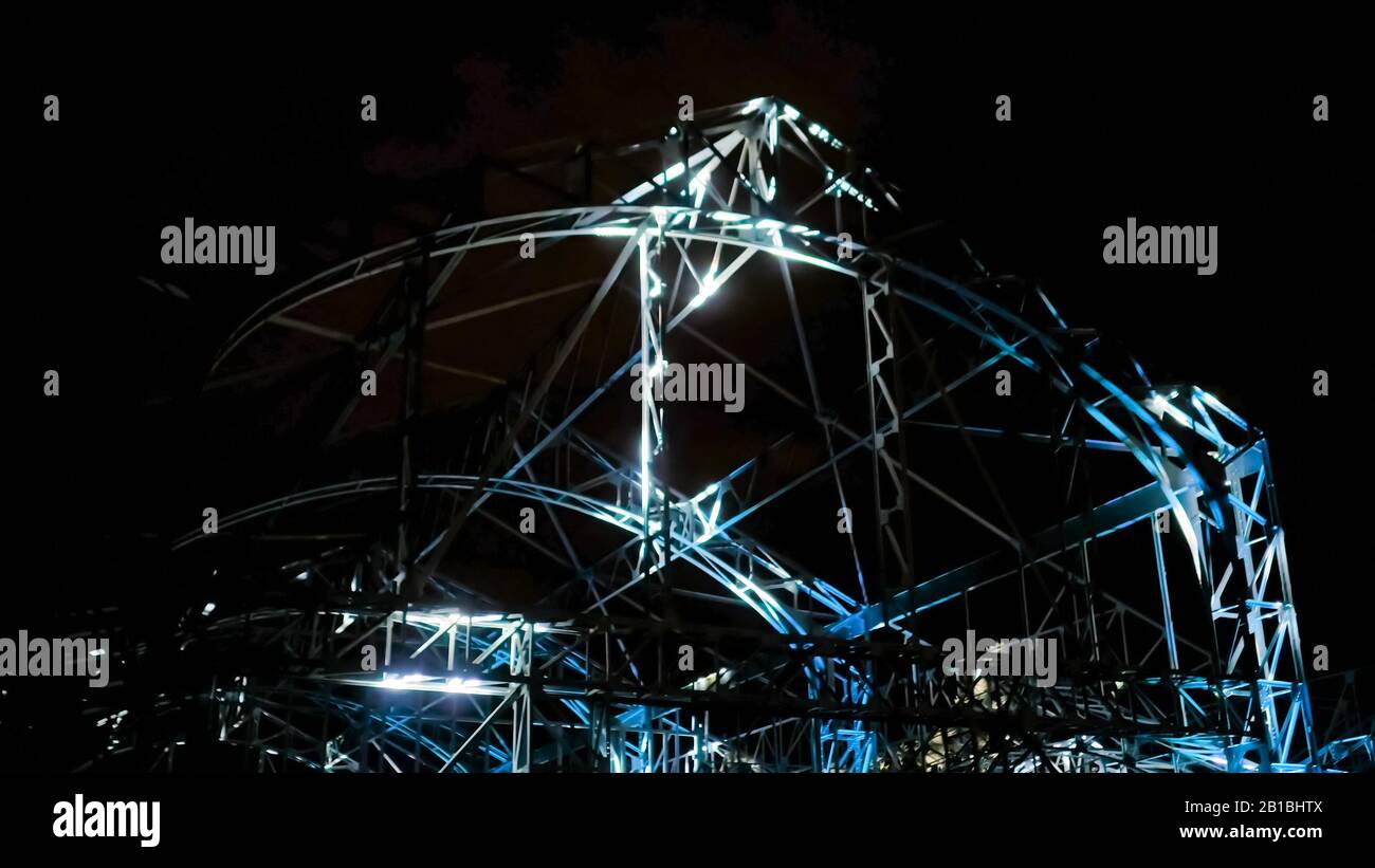 Colorful video mapping show projected on wall of historical building on ...