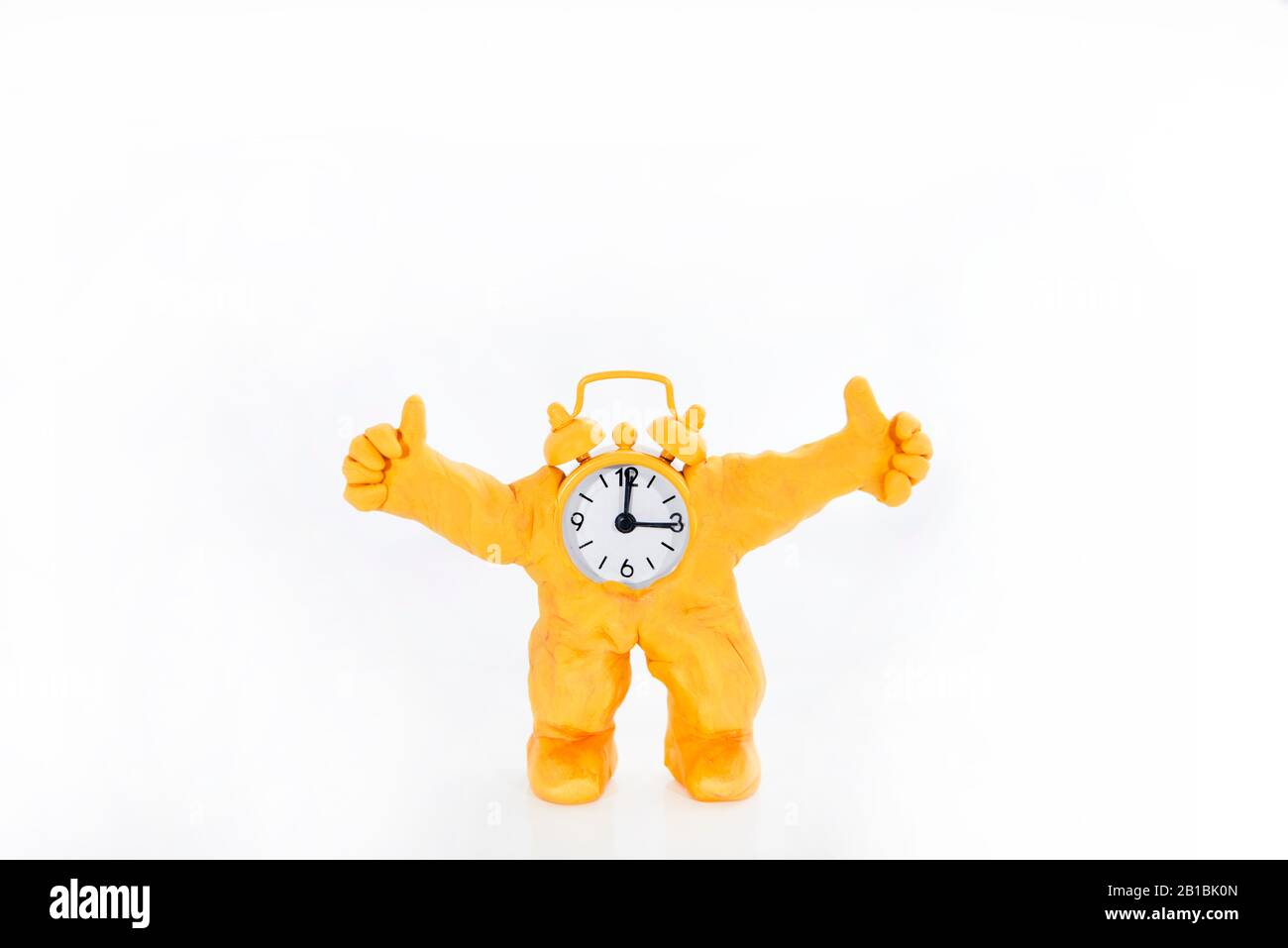 Funny ClockMan made from Play Clay. Isolated on white background Stock ...