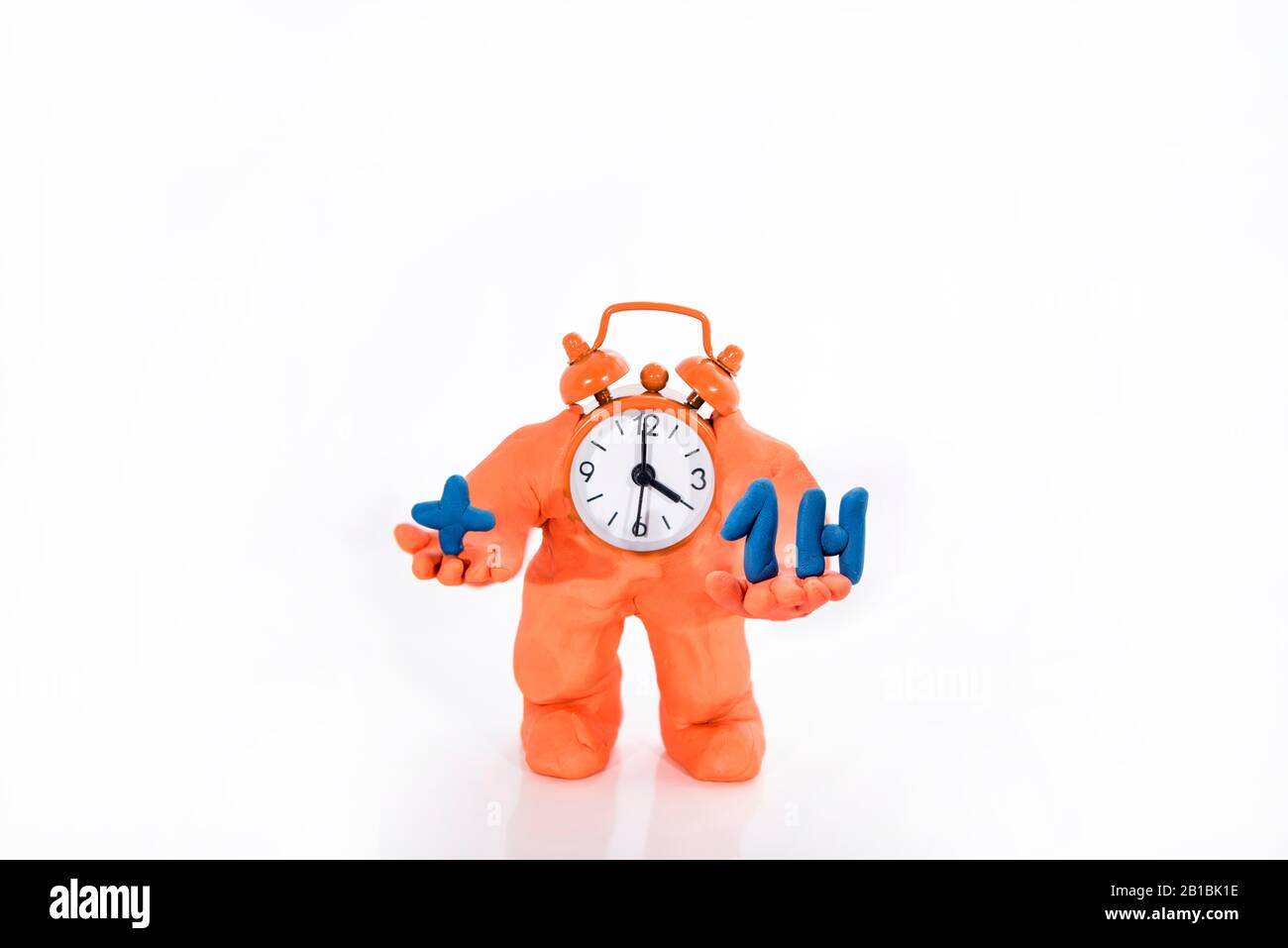 Funny ClockMan made from Play Clay. Isolated on white background Stock ...
