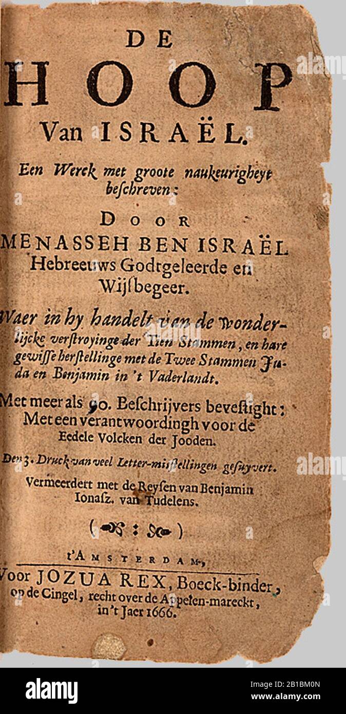 Frontispiece of The Hope of Israel and the The Itinerary of Benjamin of ...