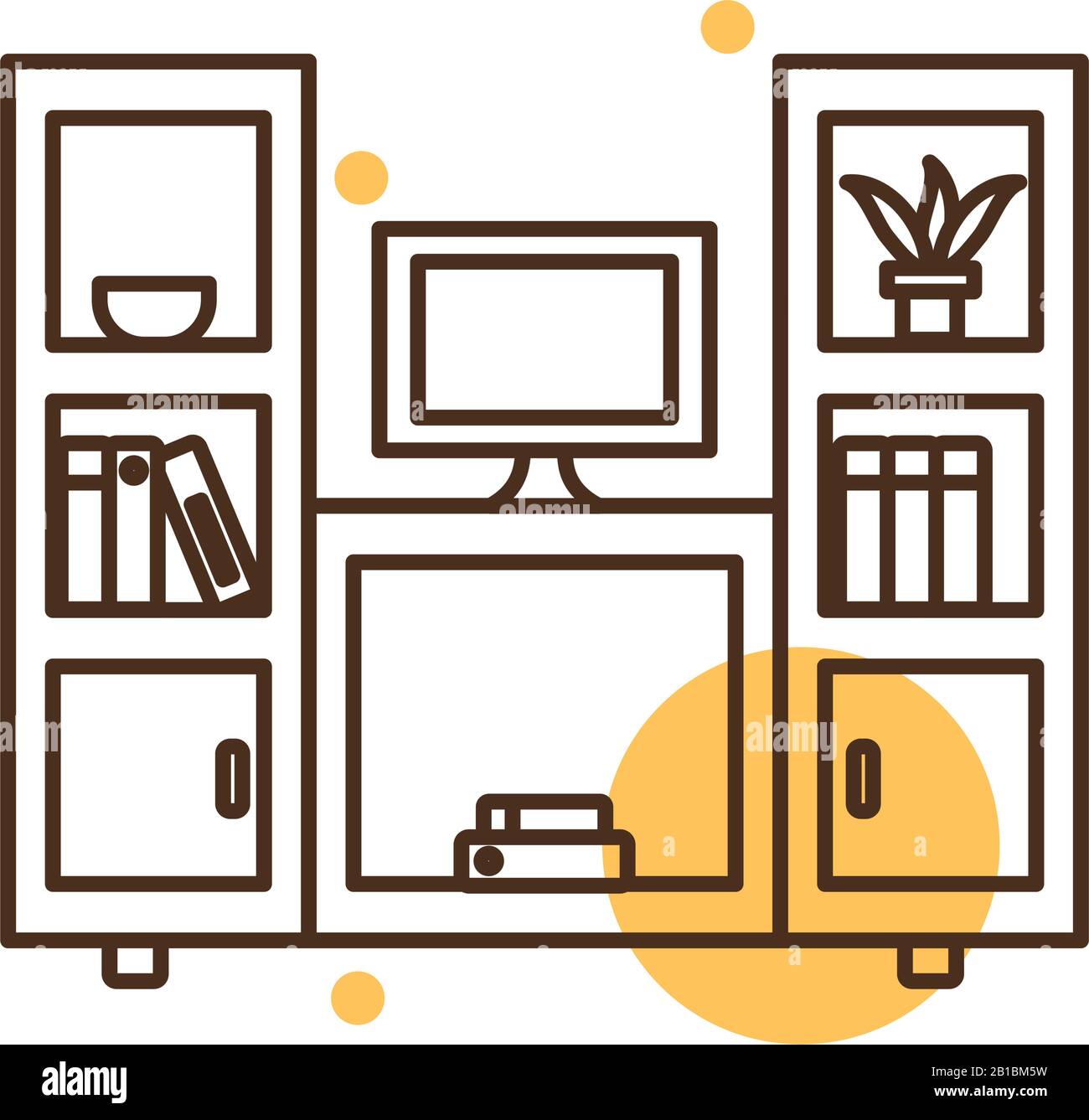 tv and books furniture block and line style icon design, Home room ...
