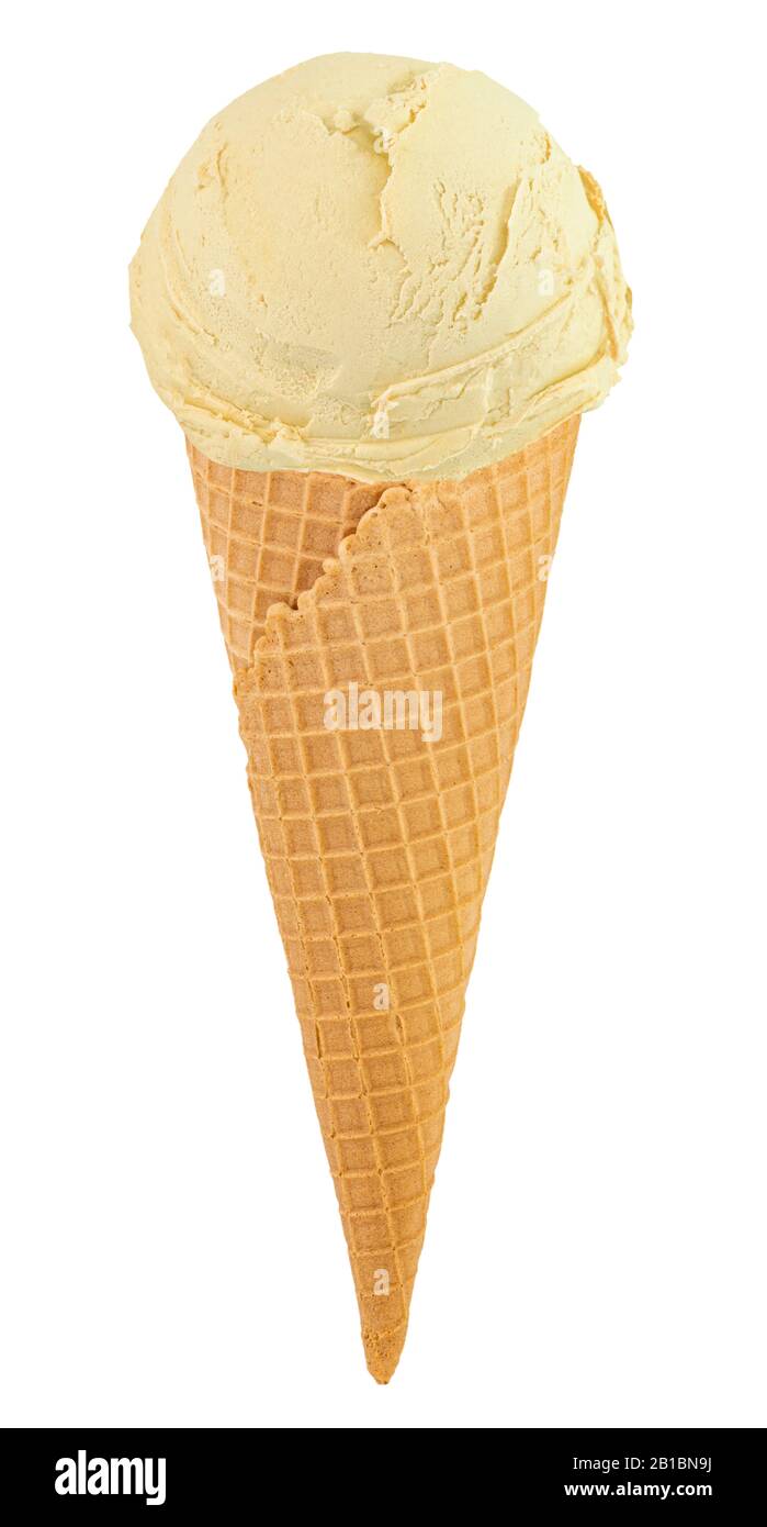 ice cream sundae in the cone on white background with clipping path ...