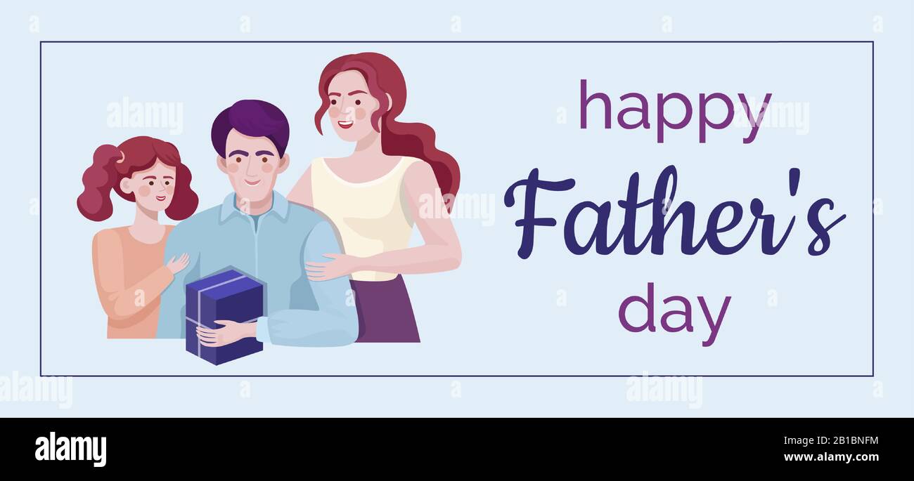 Happy Father day banner vector template with text space. Smiling mother ...