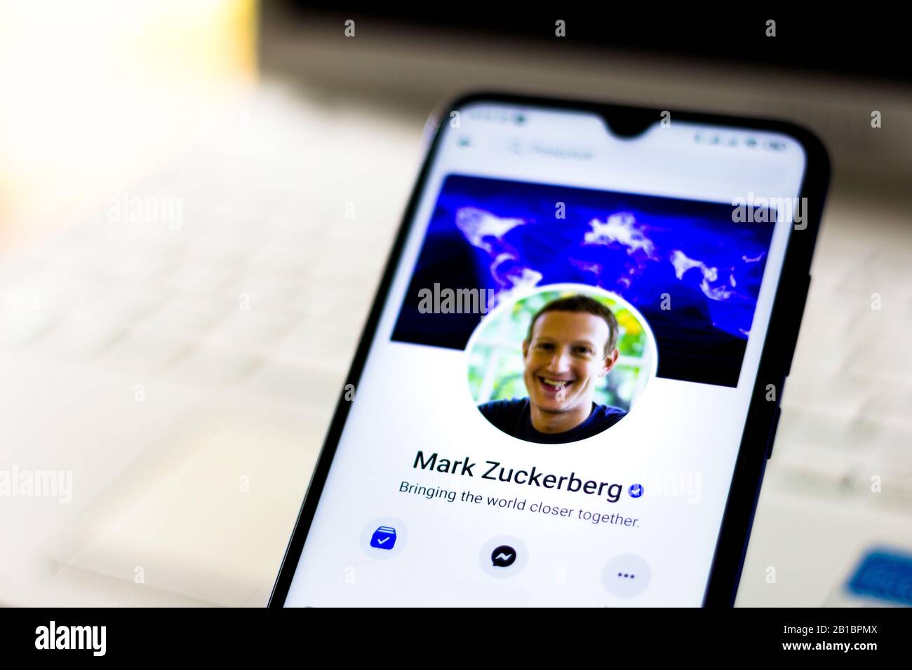 In this photo illustration the profile of Facebook founder Mark ...
