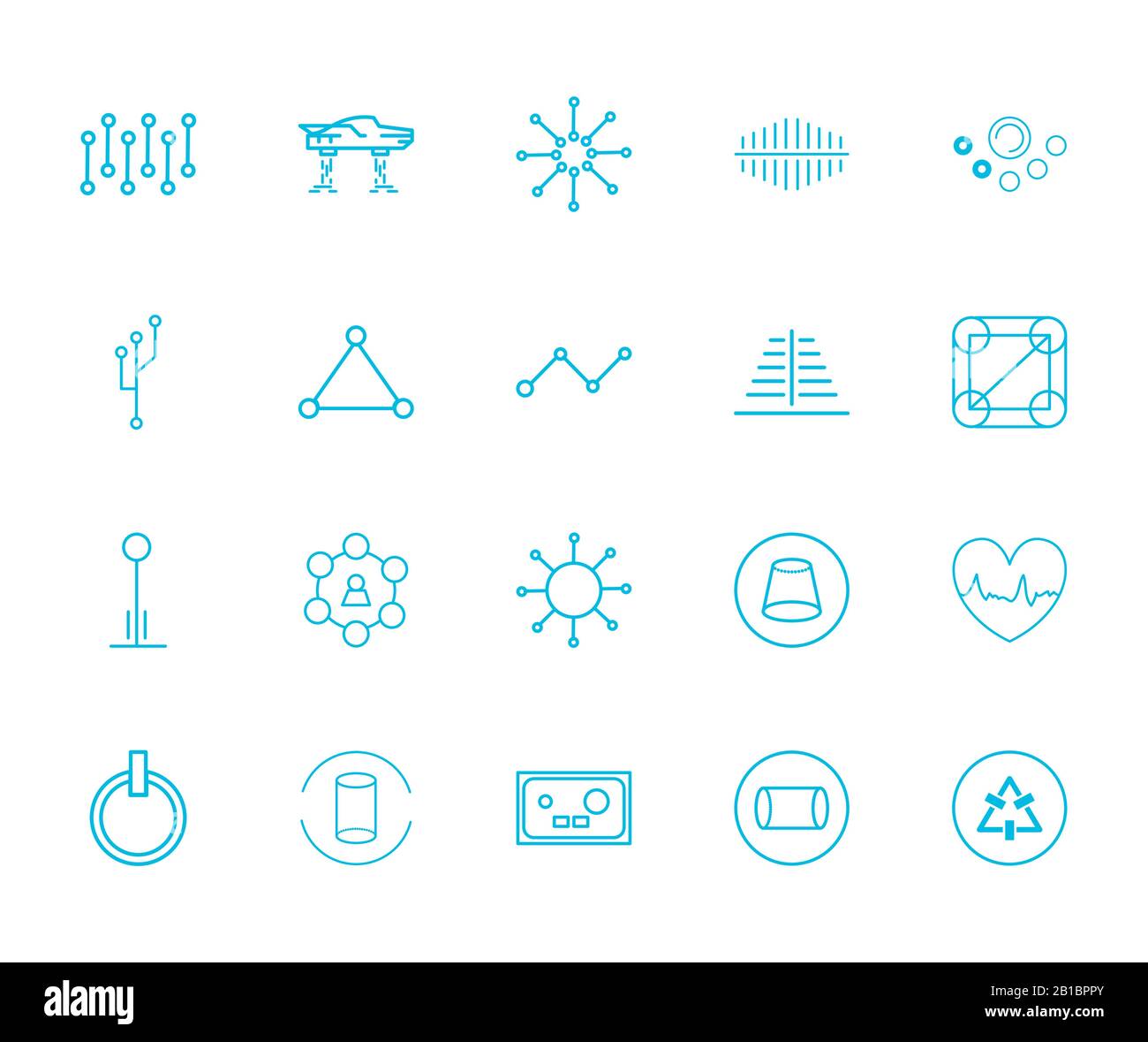 line style icon set design, futuristic virtual technology modern ...