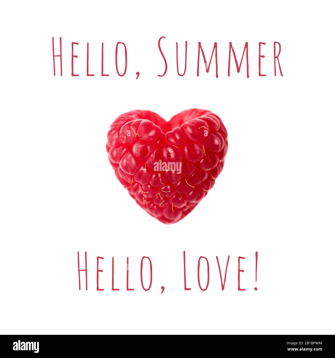 Raspberry in the shape of a heart with a shadow on a white background ...