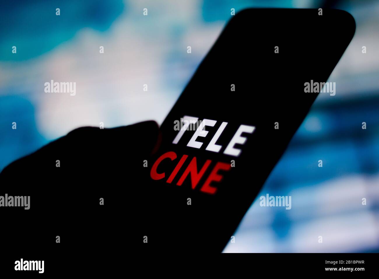 In this photo illustration a Telecine logo seen displayed on a ...