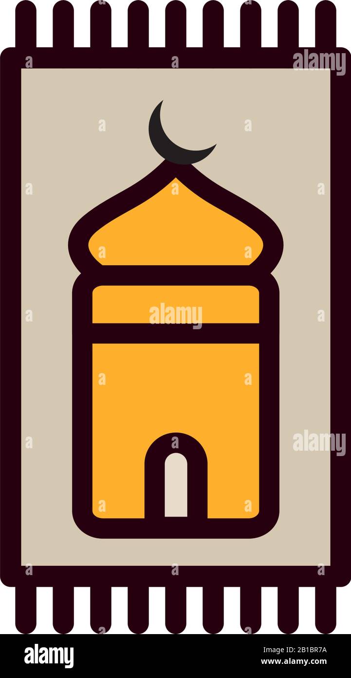 Ramadan mosque inside label line and fill style icon vector design ...