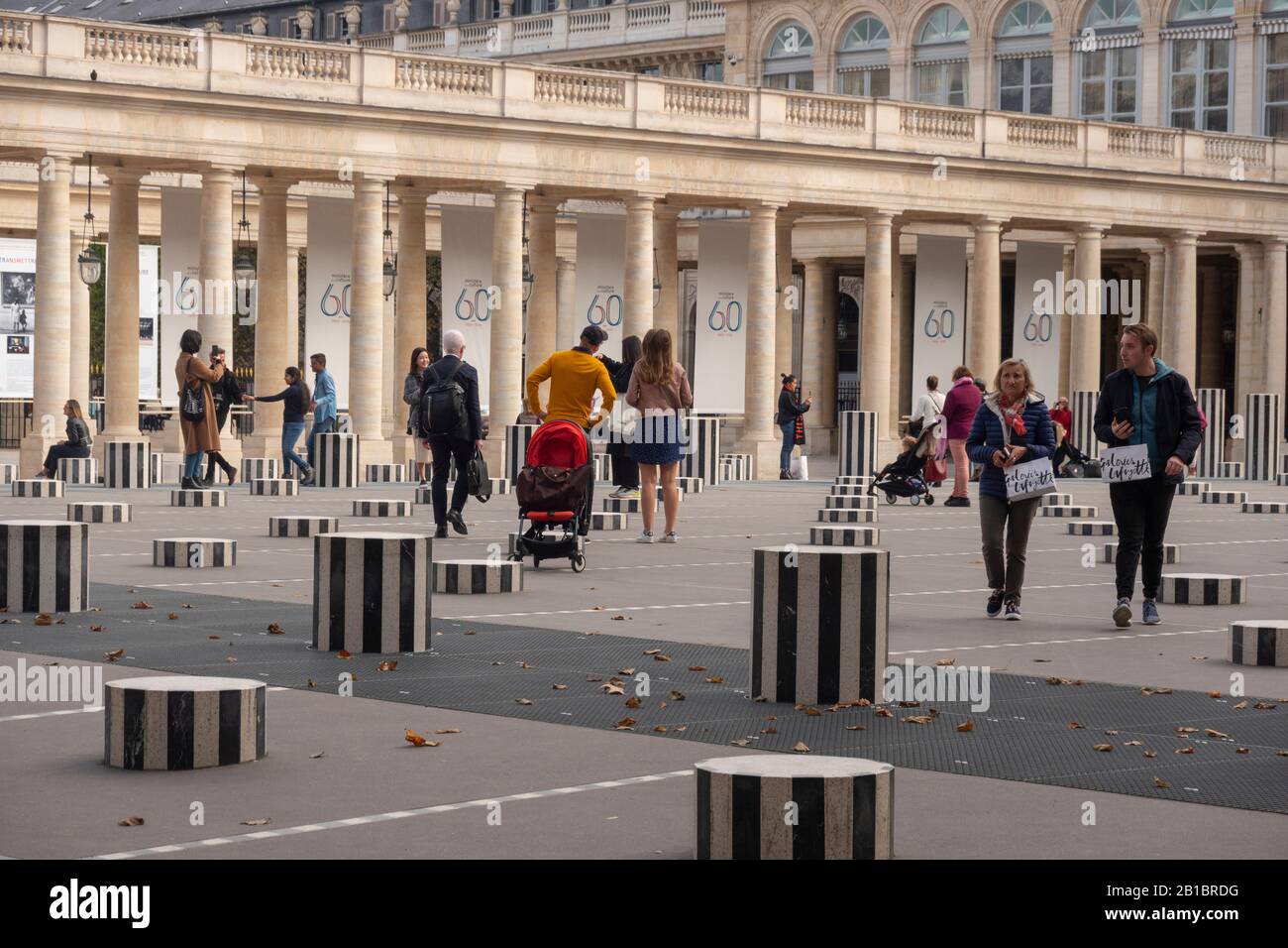 Colonnes de Buren art installation in the courtyard of Palais Royal ...