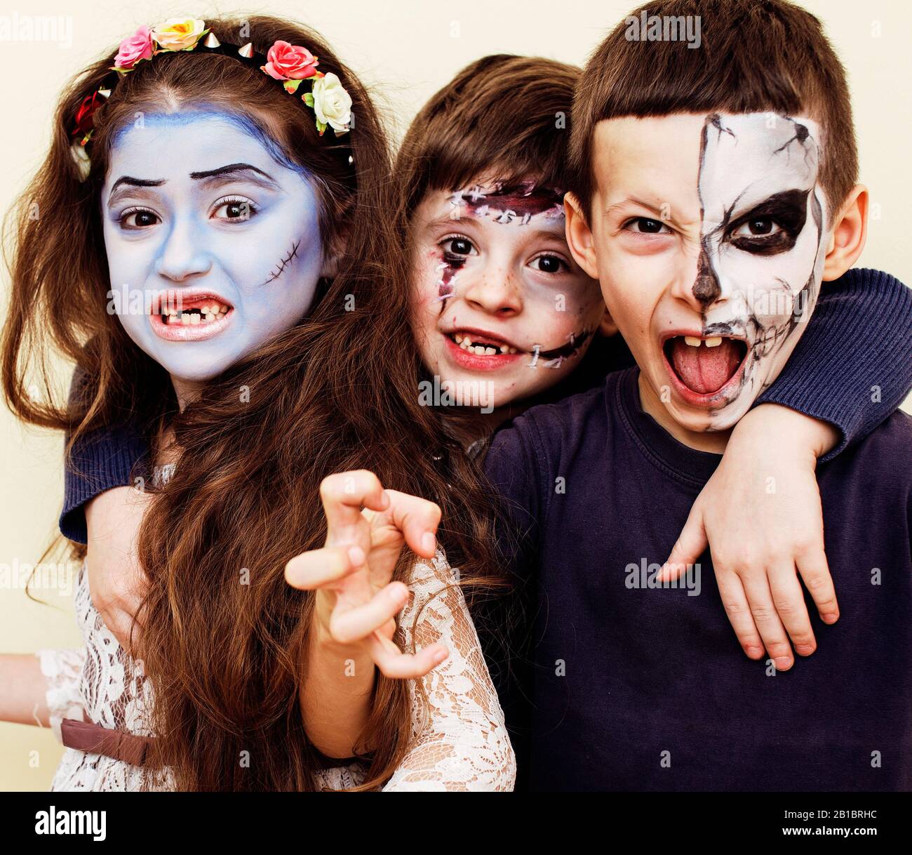 zombie apocalypse kids concept. Birthday party celebration facepaint on ...