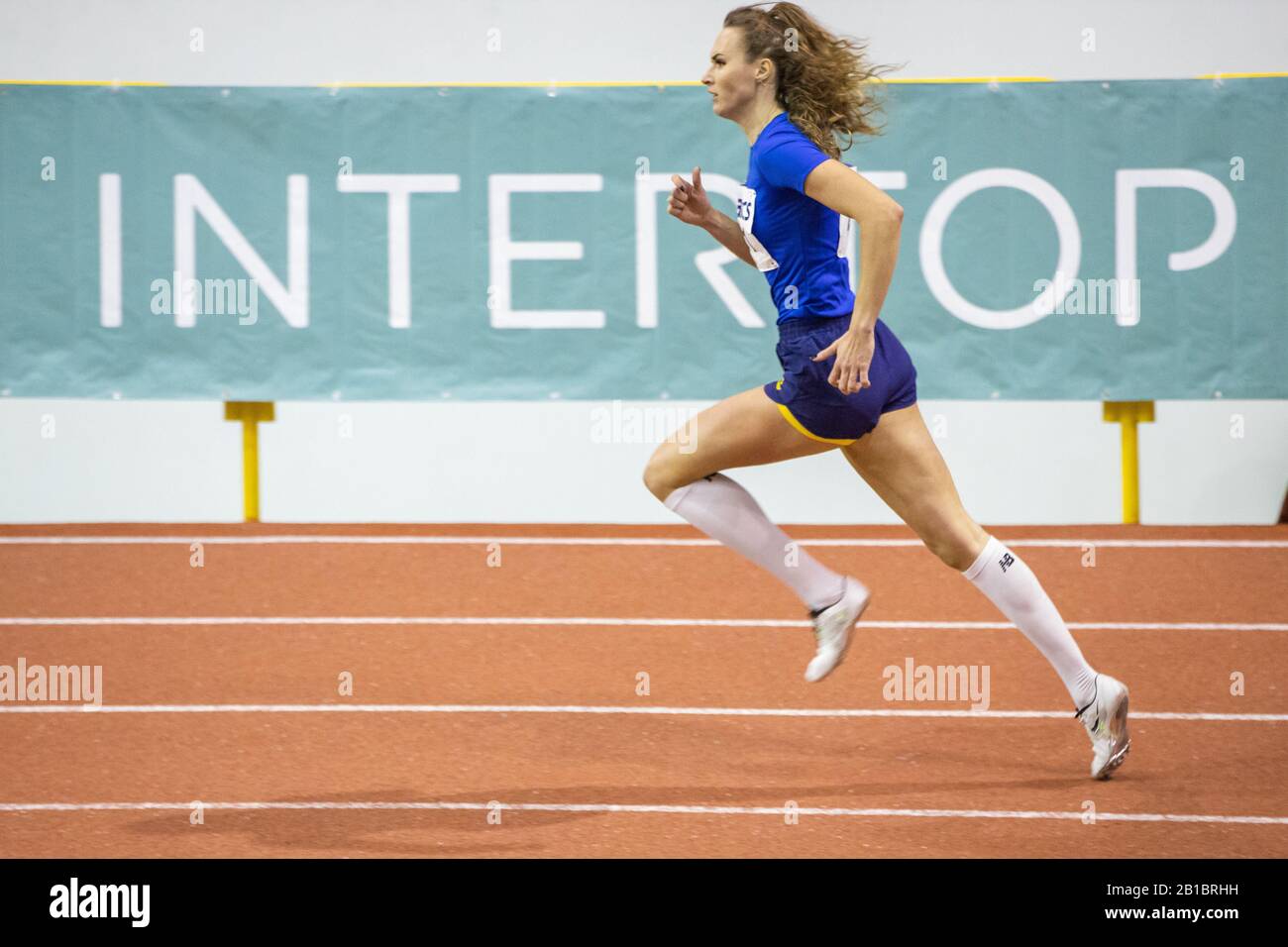SUMY, UKRAINE - FEBRUARY 20, 2020: Tetyana Melnyk champion on 400m ...