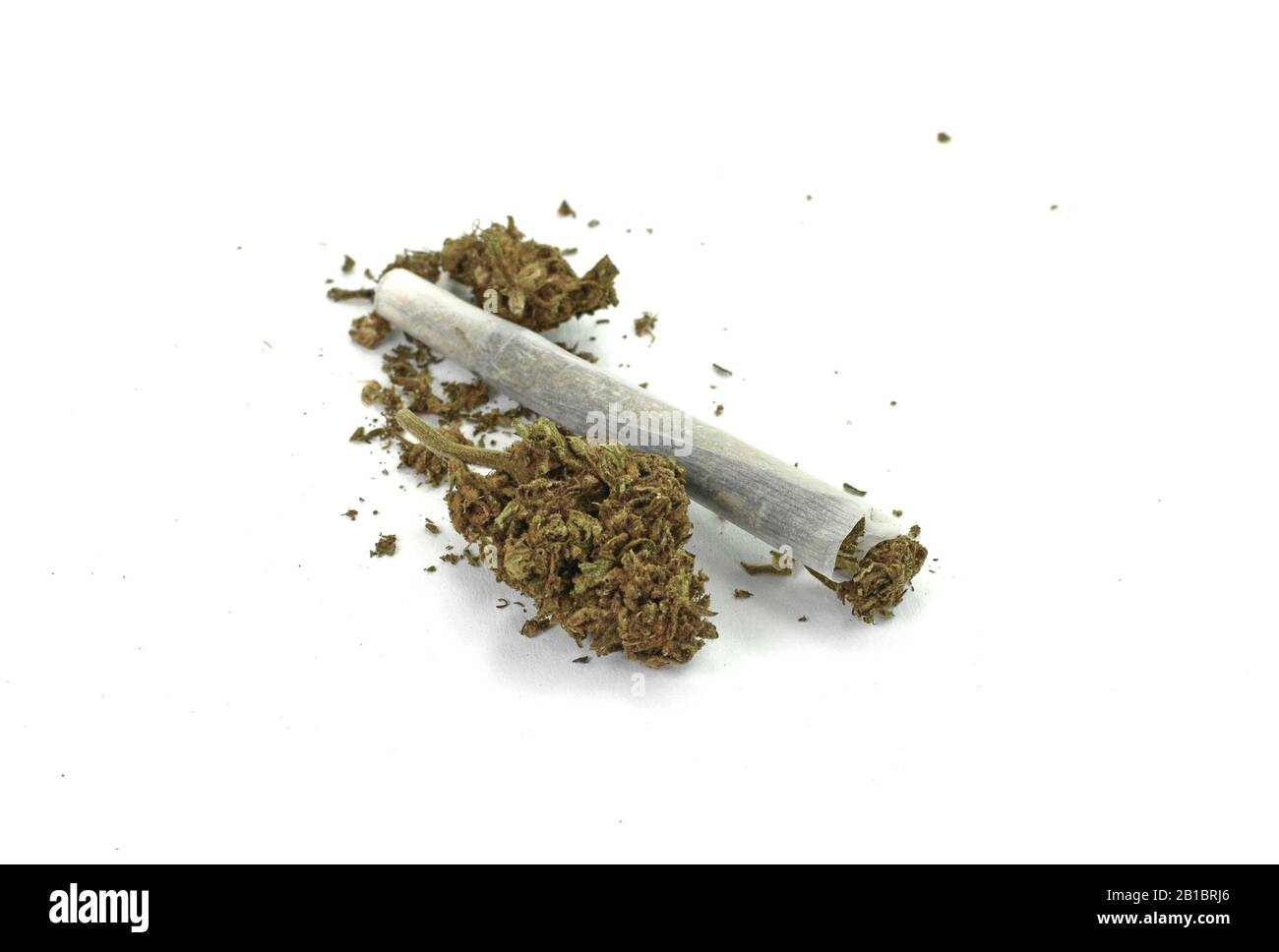 Medical marijuana dried flower bud and joint isolated on white ...