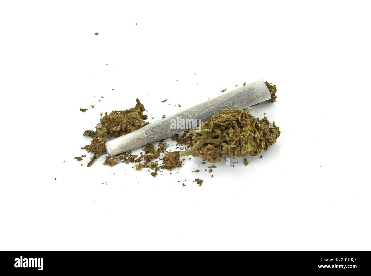 Medical marijuana dried flower bud and joint isolated on white ...