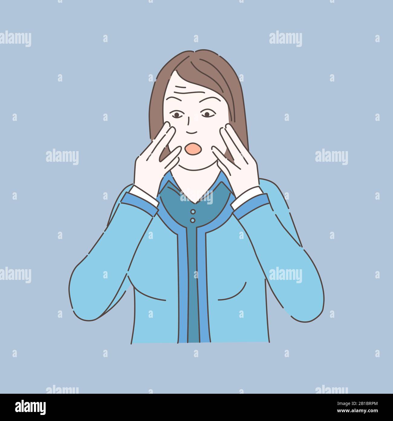 Young woman in panic vector cartoon illustration isolated on blue ...