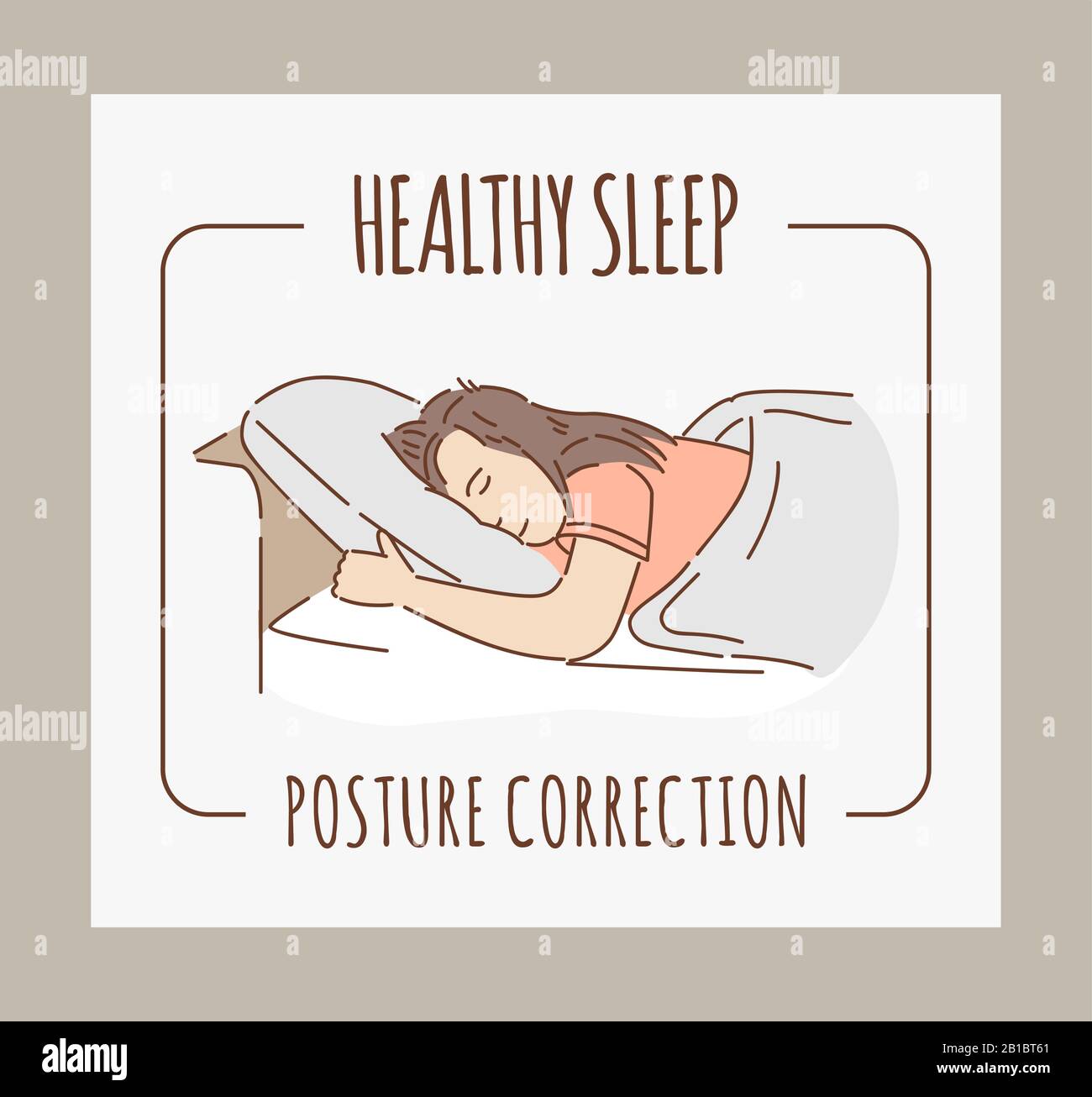 Healthy sleep and posture correction vector banner template with text ...