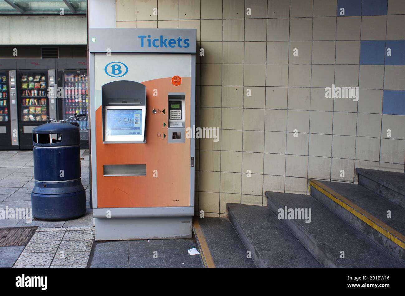 AALST, BELGIUM; 20JANUARY 2018: An automatic ticket vending machine for ...