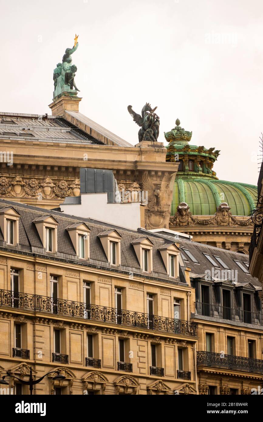 Paris Opera house building scene from Galeries Lafayette rooftop Paris ...