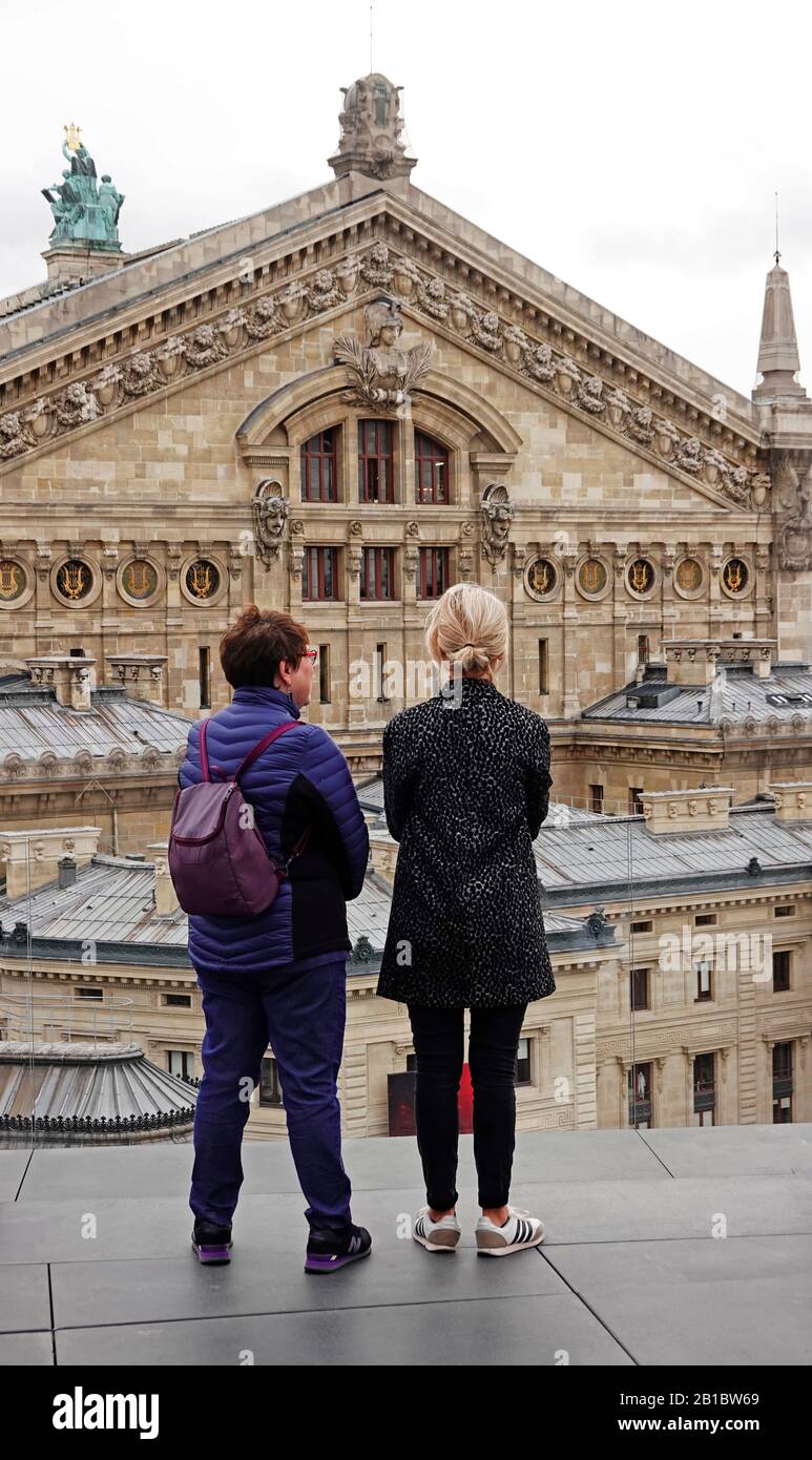 Paris Opera house building scene from Galeries Lafayette rooftop Paris ...