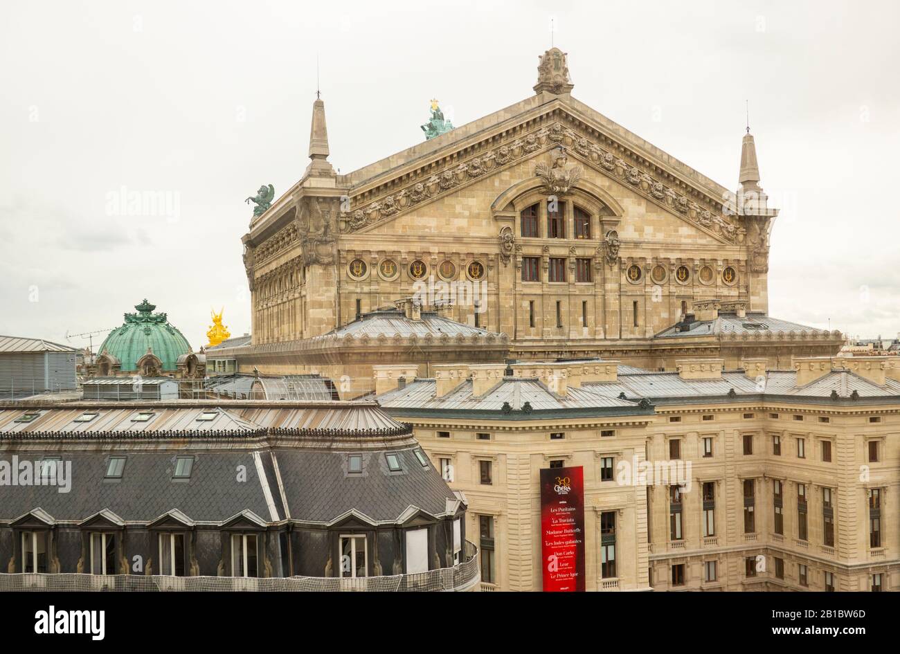 Paris Opera house building scene from Galeries Lafayette rooftop Paris ...