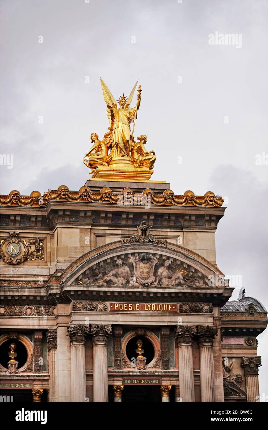 Paris Opera house building scene from Galeries Lafayette rooftop Paris ...