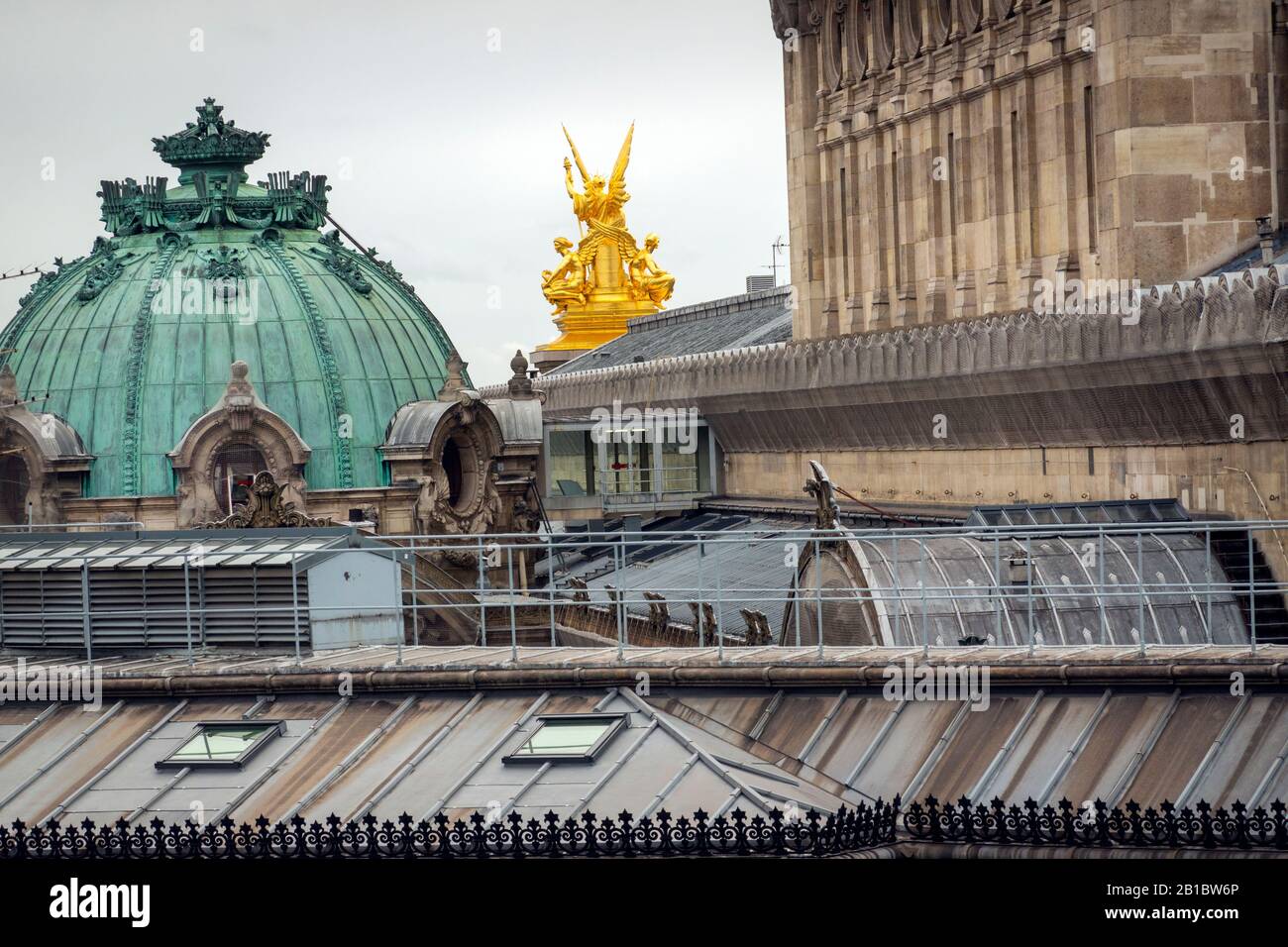 Paris Opera house building scene from Galeries Lafayette rooftop Paris ...