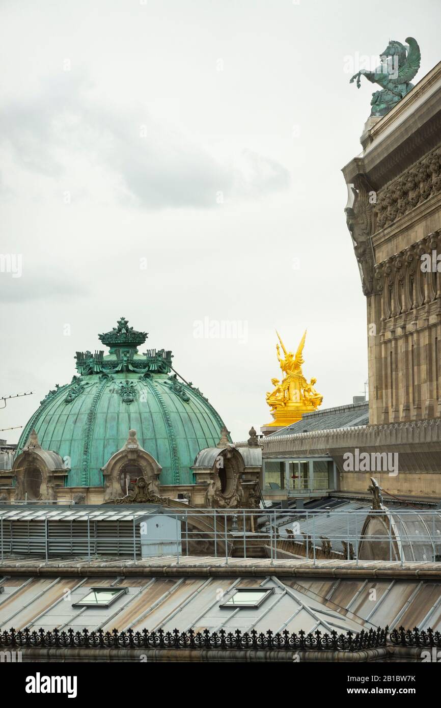 Paris Opera house building scene from Galeries Lafayette rooftop Paris ...