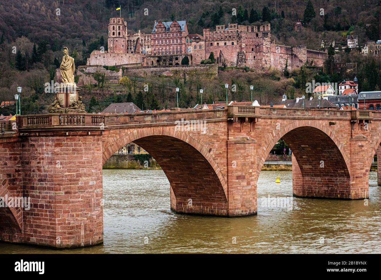 Heidelberg castle and the old bridge with neckar river Stock Photo - Alamy
