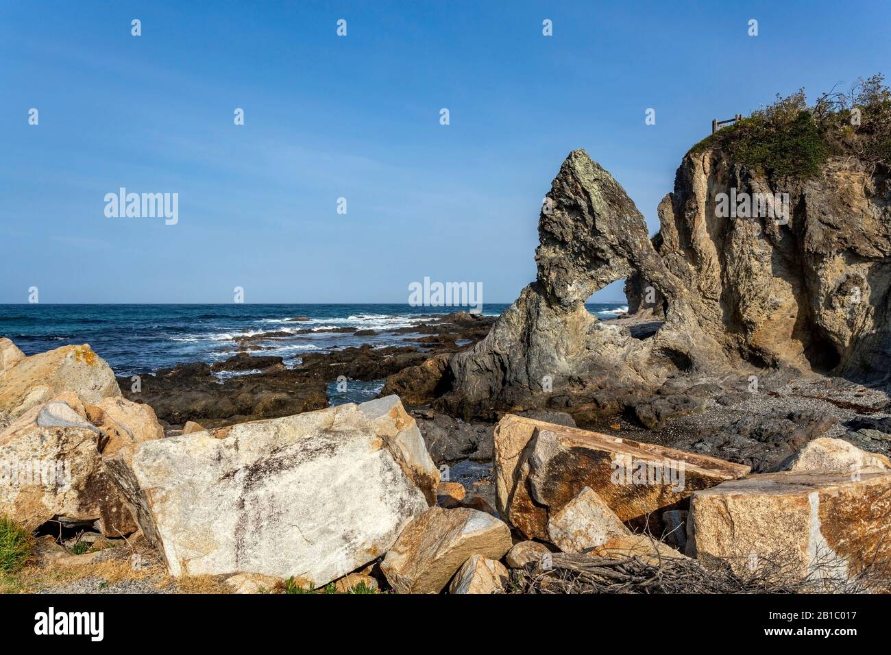 View of the hole in the rock at Wagonga Head, with its remarkable ...