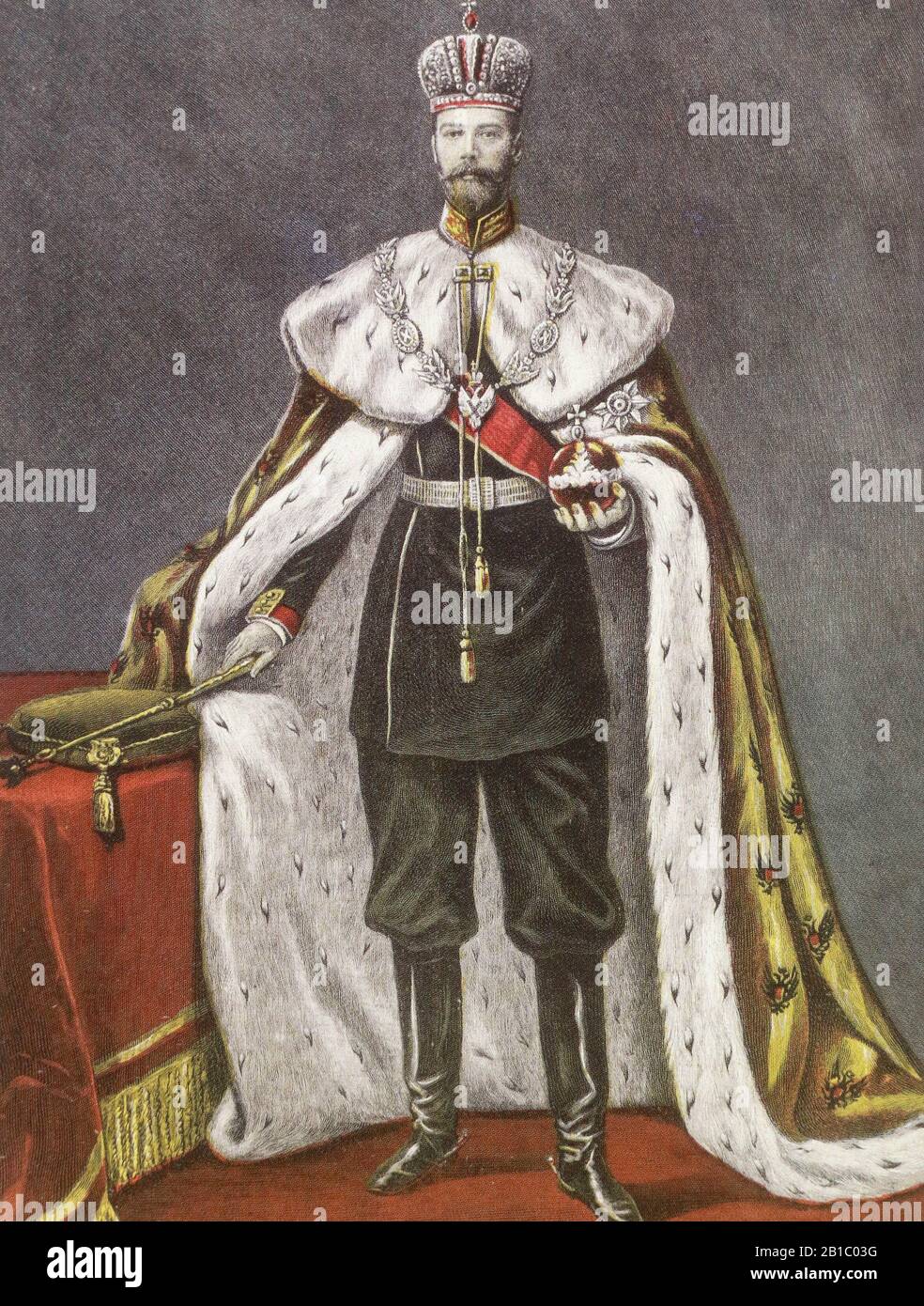 Russian Emperor Nicholas II Alexandrovich. Engraving of the 19th ...
