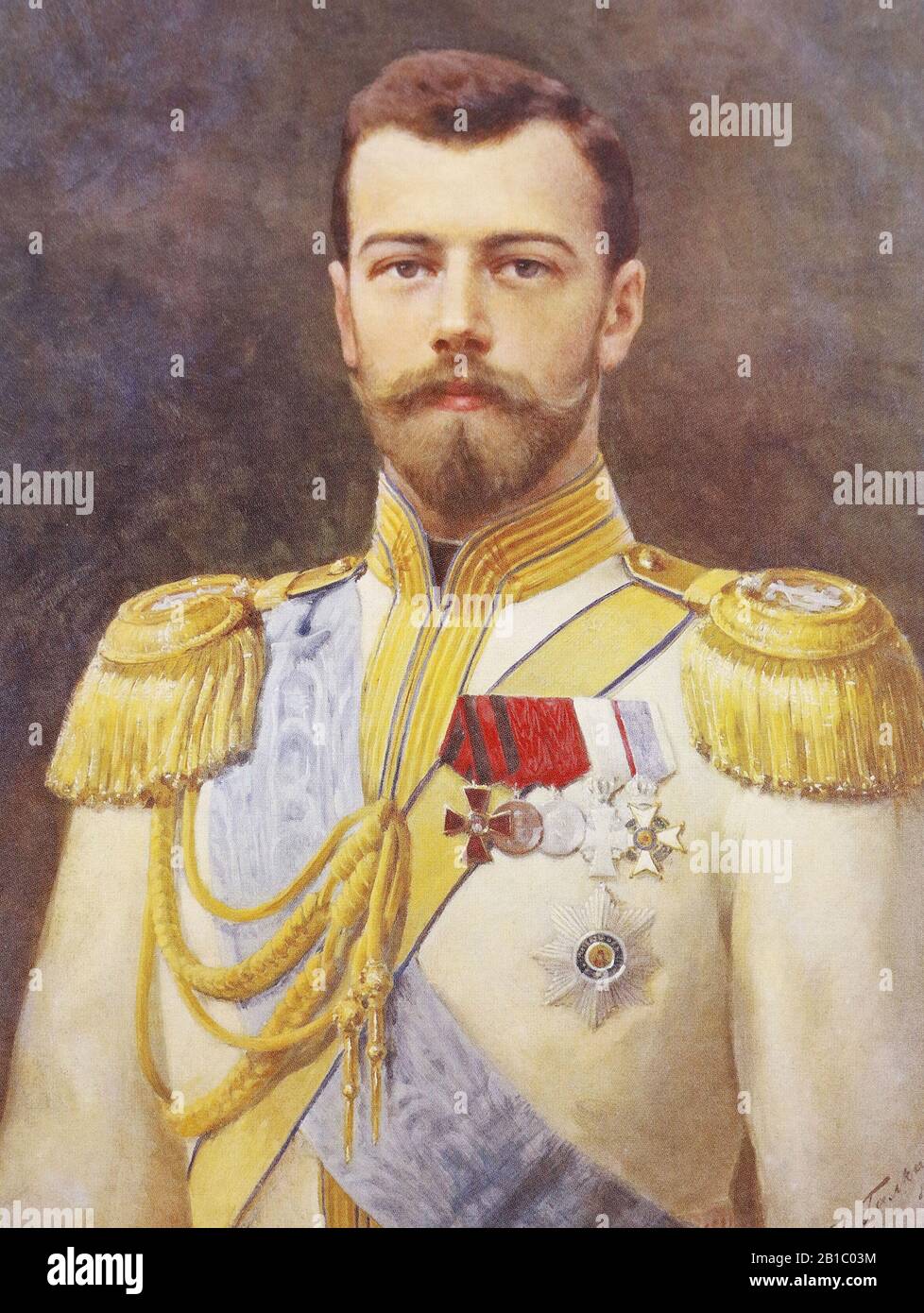 Russian Emperor Nicholas II Alexandrovich. Painting by I. Galkin, 19th ...